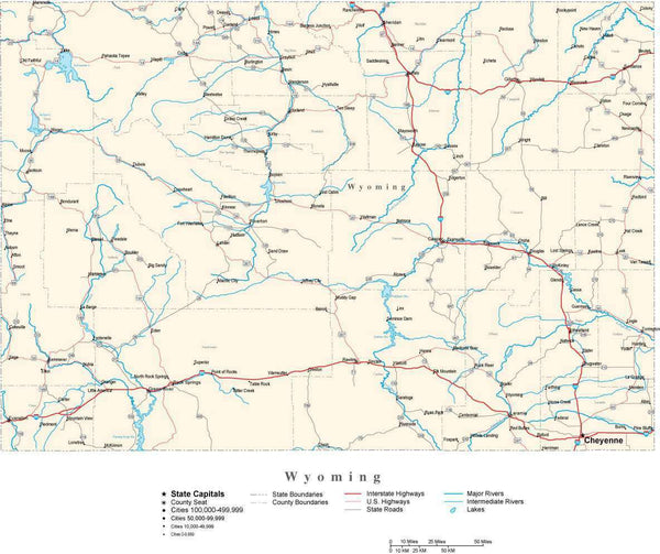 Wyoming State Map in Fit-Together Style to match other states