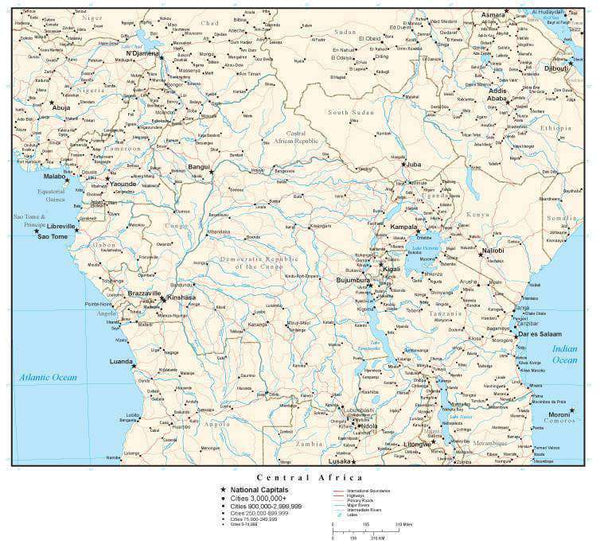 Central Africa Map With Capitals Detailed Political Map Of Central