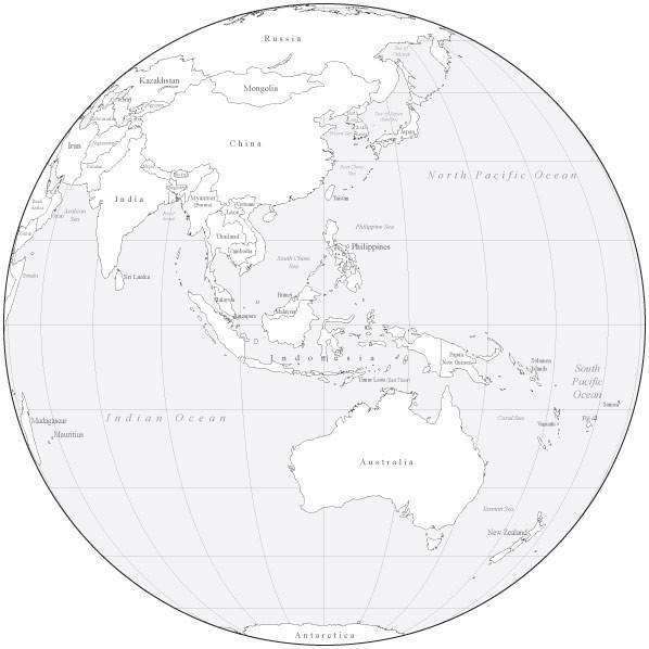 Black And White Globe Over Australia Map With Countries