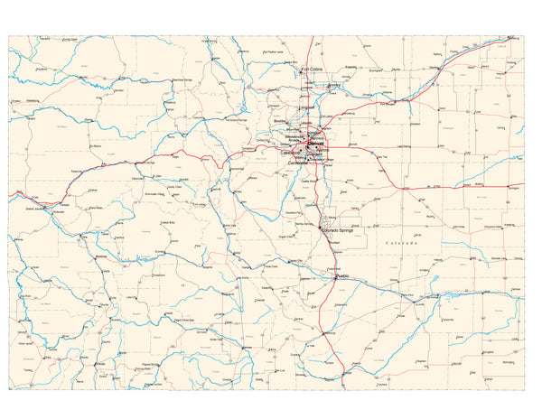 Laminated Map Large Detailed Roads And Highways Map Of Colorado State