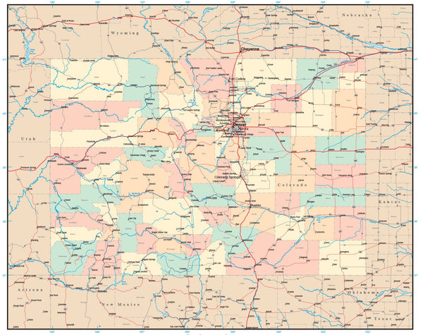 County Map For Colorado New Railroad, County And Township Map Of
