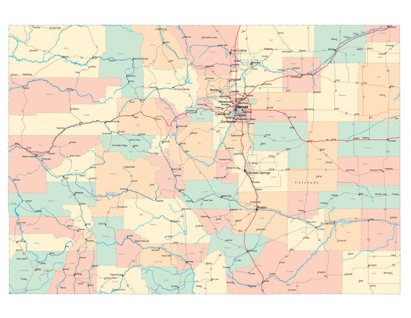 Colorado State Map in Multi-Color Fit-Together Style to match other states