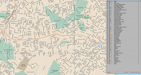 Staten Island Map with Local Streets in Adobe Illustrator vector format