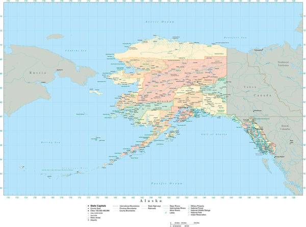 Alaska State Map in Adobe Illustrator Vector Format. Detailed, editable ...