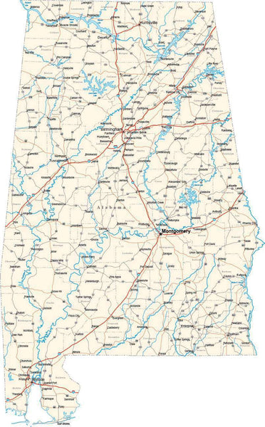 Alabama State Map in Fit-Together Style to match other states AL-USA-311906