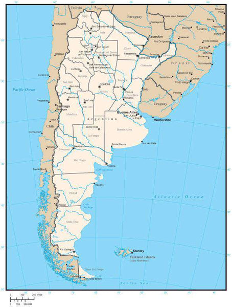 Argentina Rivers Map