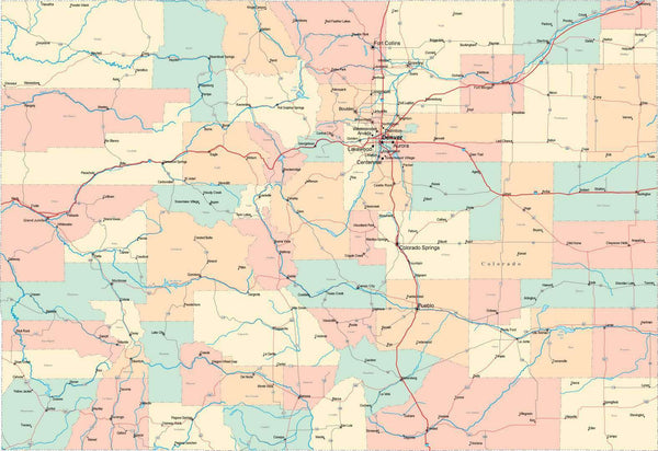 Colorado State Map in Multi-Color Fit-Together Style to match other states