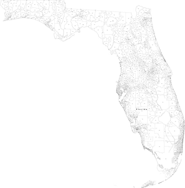 Florida Vector Map - 5 Digit Zip Codes