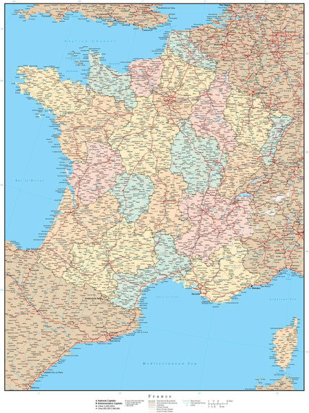 France map in Adobe Illustrator vector format