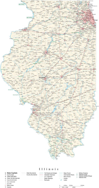 Illinois State Map With Cities
