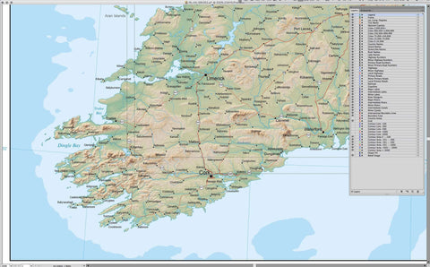 Ireland Terrain map with Terrain and Contours