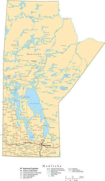 Manitoba map in Adobe Illustrator vector format