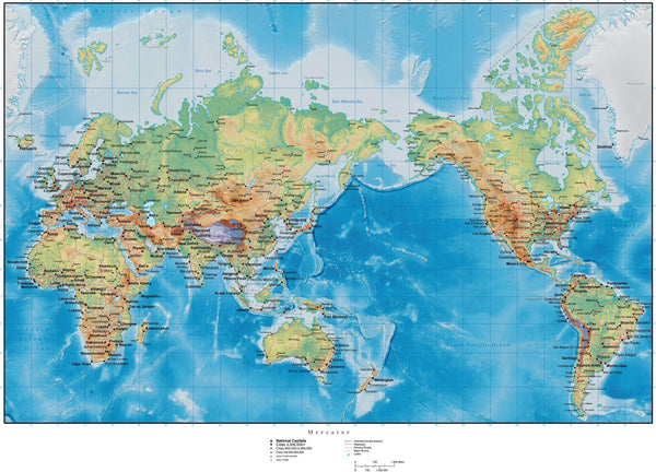 World map in Adobe Illustrator with Photoshop Background Terrain