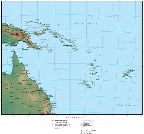 Melanesia Terrain map in Adobe Illustrator vector format with Photoshop ...