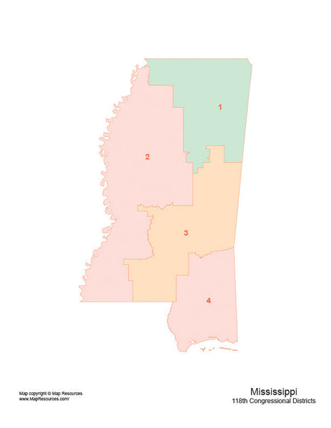 Mississippi Map with 2022 Congressional Districts