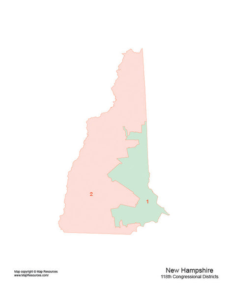 New Hampshire Map with 2022 Congressional Districts