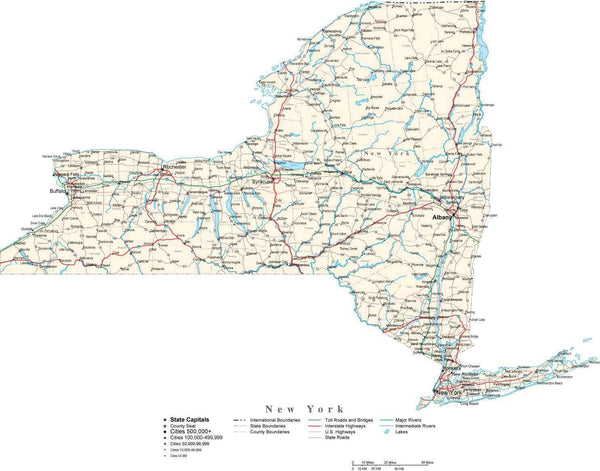 New York Outline With Capital