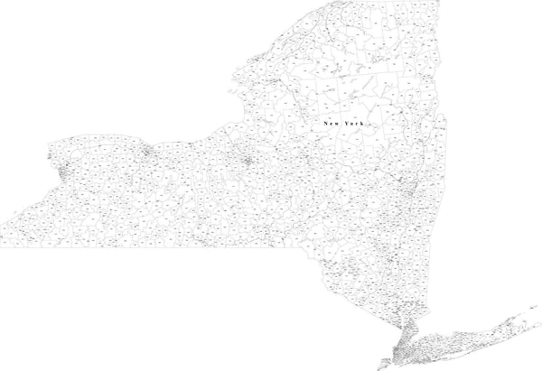 New York Vector Map - 5 Digit Zip Codes