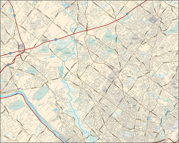 Northwestern Philadelphia Map with Local Streets in Adobe Illustrator ...