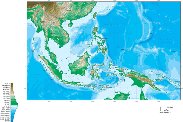 Digital Southeast Asia Contour map in Adobe Illustrator vector format ...