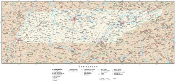 Large Map Of Tennessee Poster Nashville City Map' Poster, Picture,