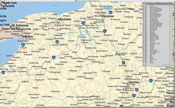 Wall Size USA Digital Map with Roads and Cities in Amazing Detail