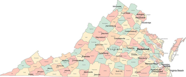 Virginia Map With Cities Only