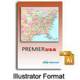 Detailed USA and all 50 US state maps in Adobe Illustrator