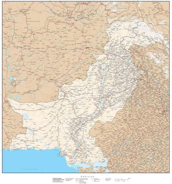 High Detail Pakistan map in Adobe Illustrator vector format